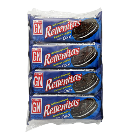 Rellenitas Sandwich Cookies with Coconut 8Pk 10.16oz (288g) - Peimco
